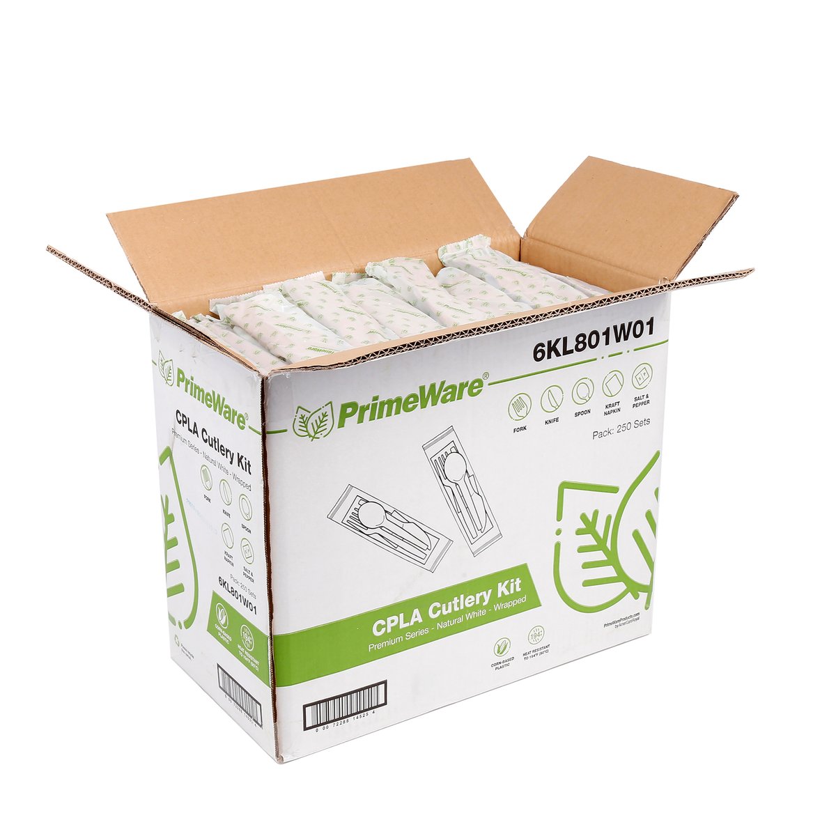 AmerCare Royal Primeware Compostable CPLA White Cutlery Meal Kit