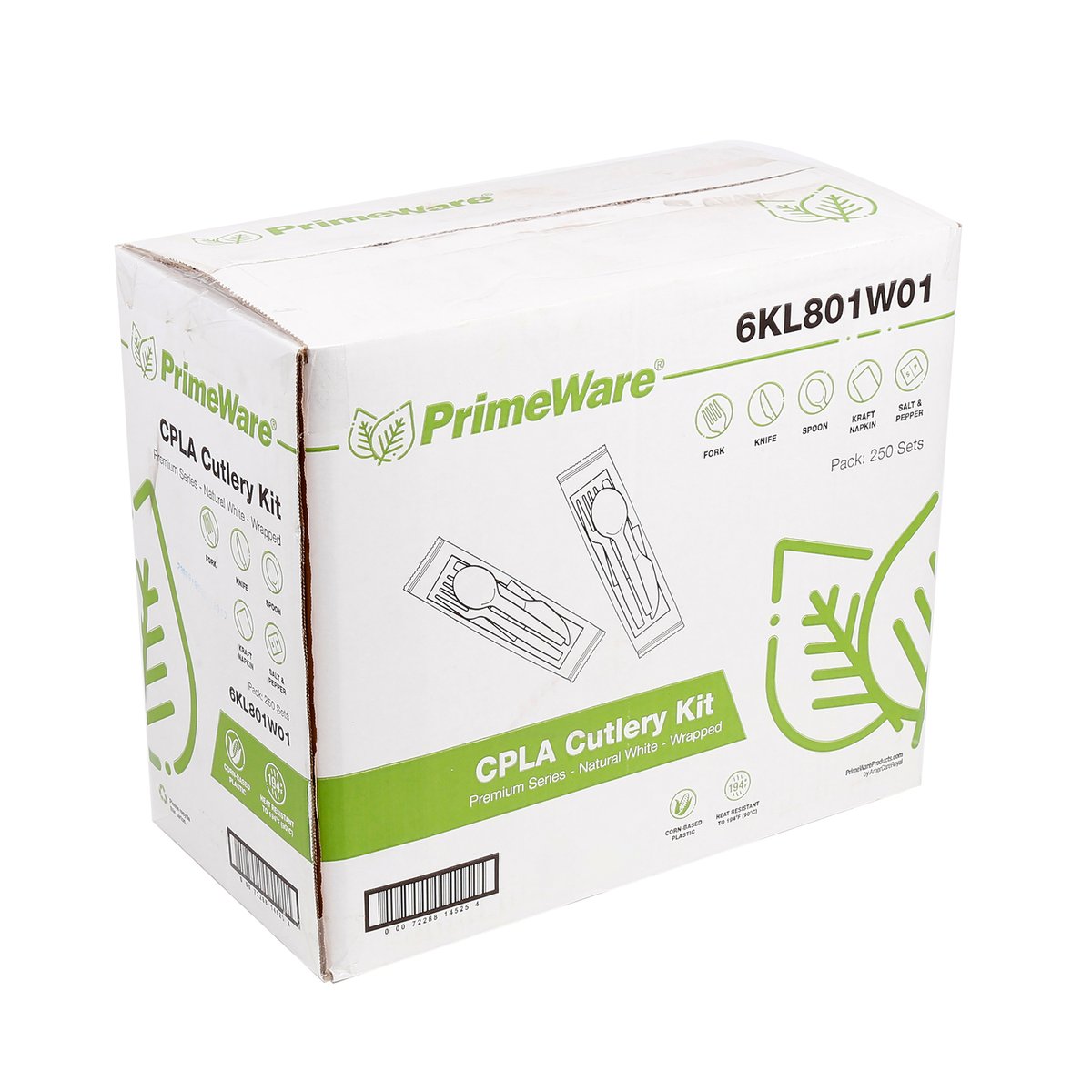 AmerCare Royal Primeware Compostable CPLA White Cutlery Meal Kit