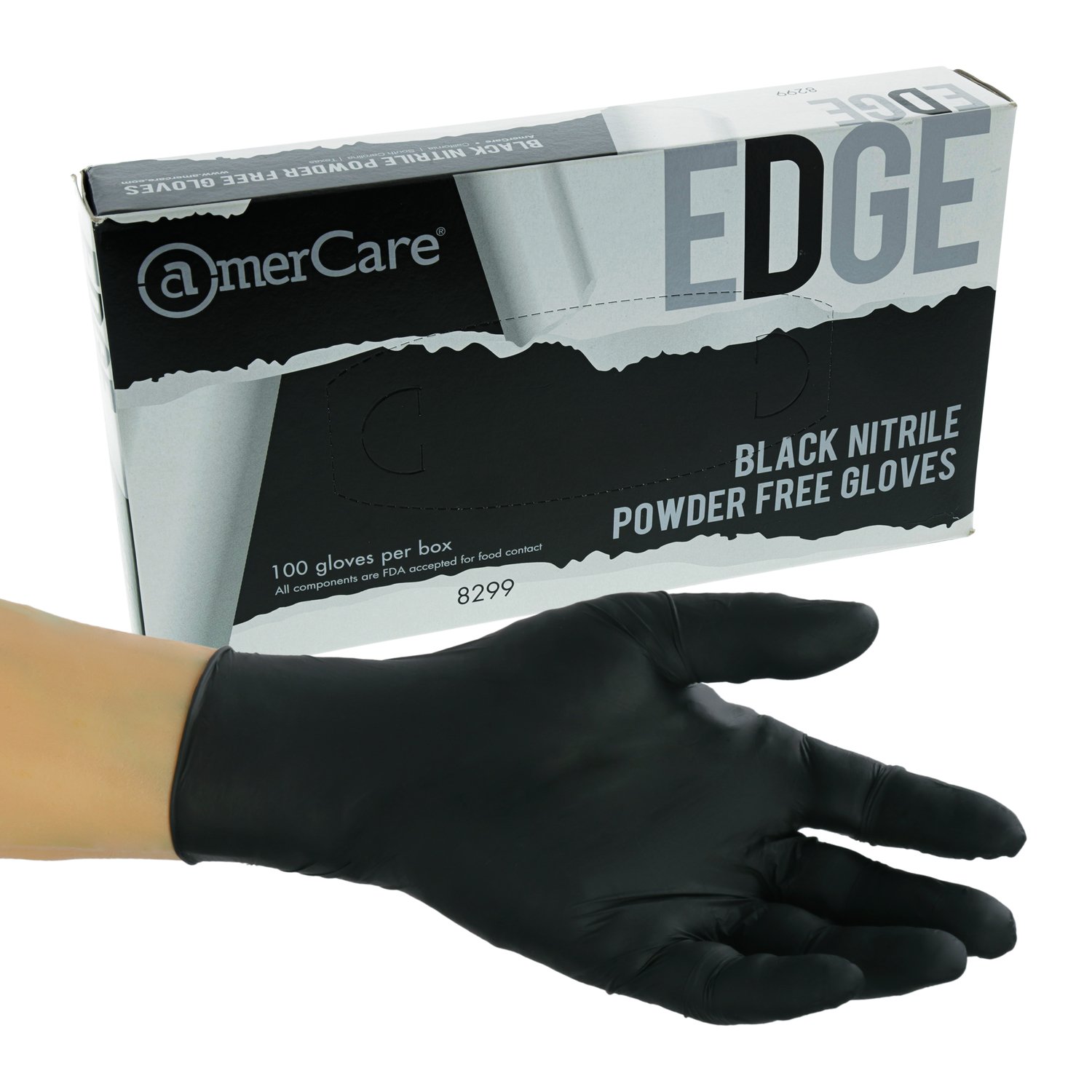 AmerCare Black Edge X-Large Latex Free Powder Free Nitrile Glove