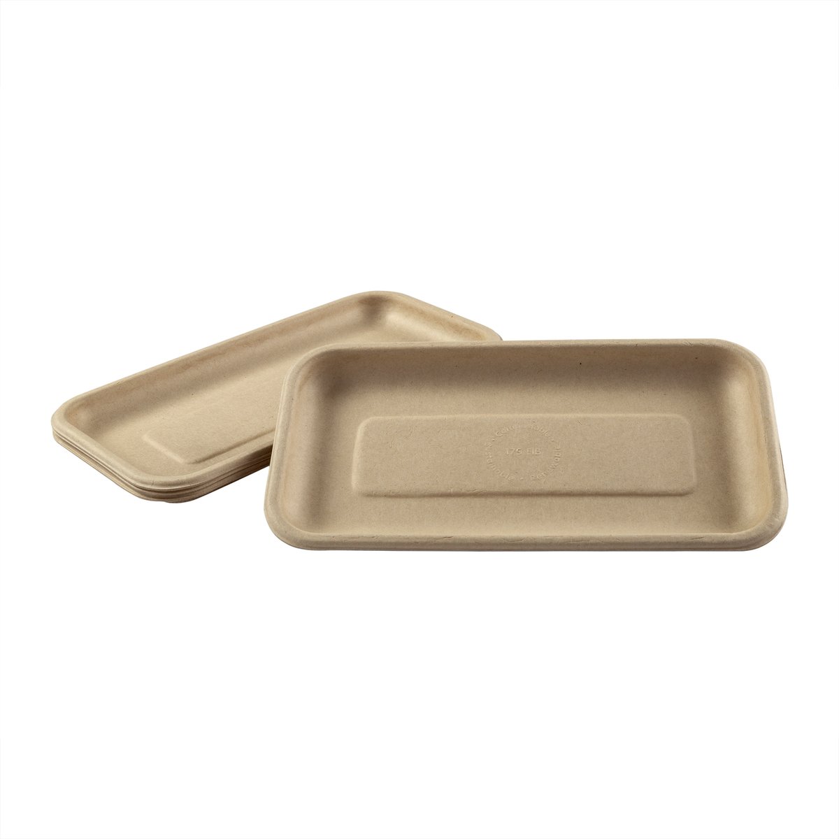 AmerCare 8.3" x 4.5" Molded Fiber / Pulp Rectangle Tray