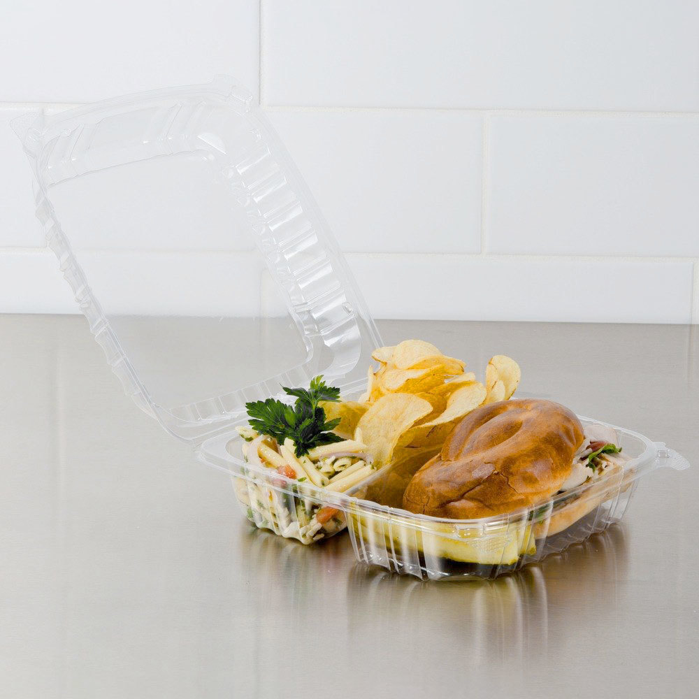 Dart Large ClearSeal 3 Compartment Hinged Lid Plastic Container C95PST3