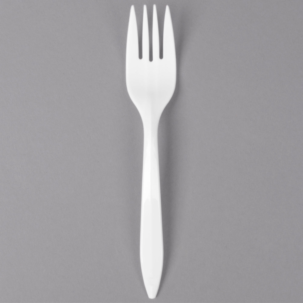 Dart F6BW 6 1/8" Medium Weight White Plastic Fork
