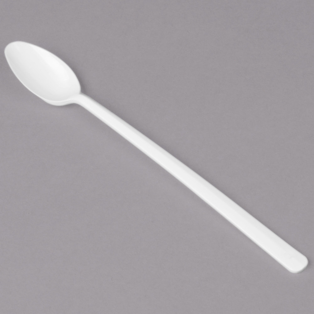 Dart Bonus® SO8BW 8" White Plastic Soda / Milkshake Spoon