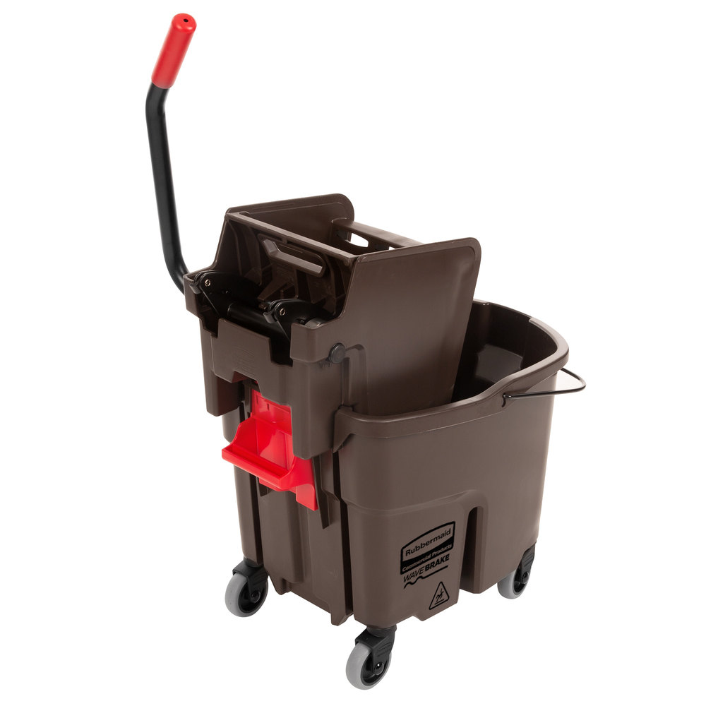 Rubbermaid FG758088BRN WaveBrake® 35 Qt. Brown Mop Bucket with Side ...