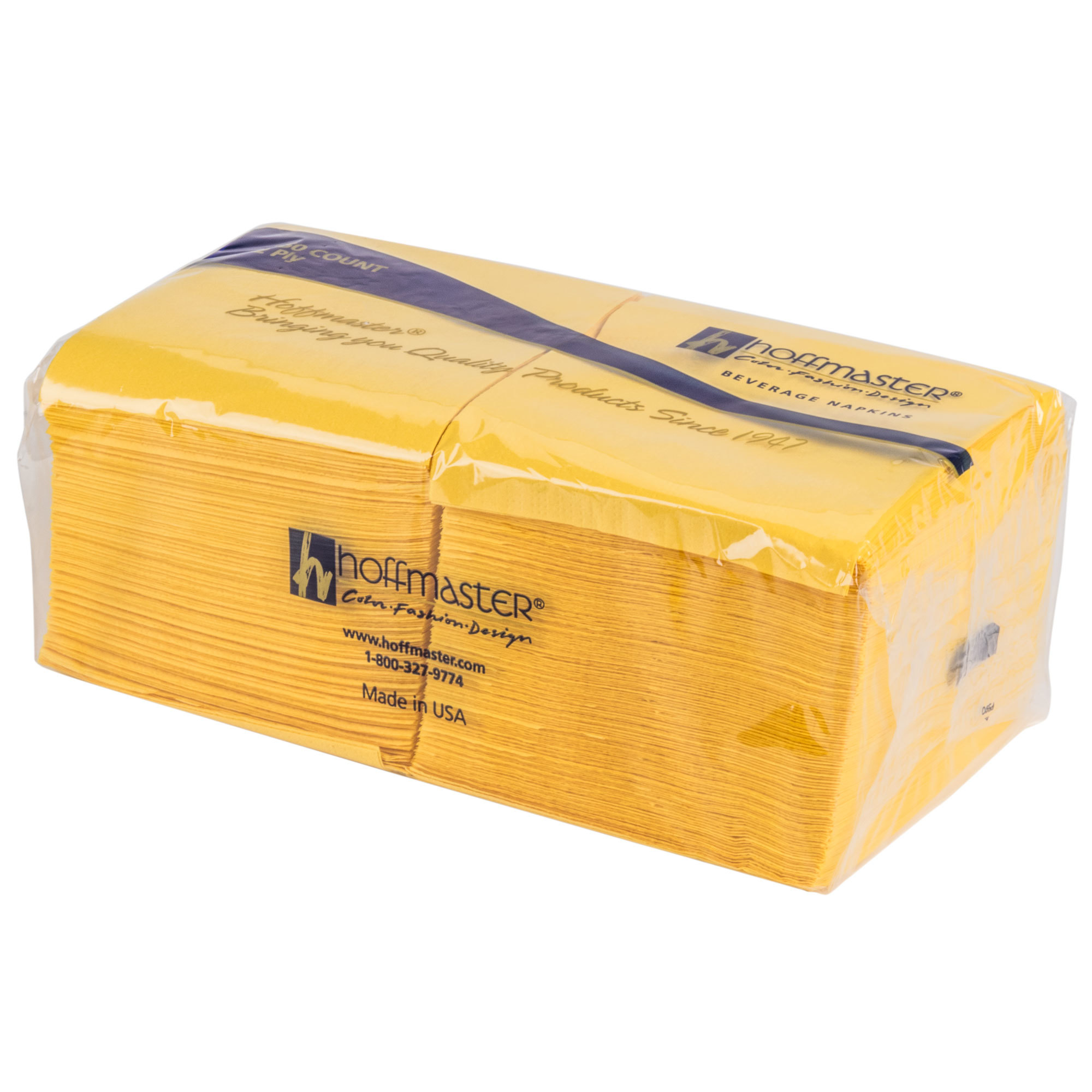 Hoffmaster 4.75 " Regal Embossed 2-Ply Sun Yellow Beverage Napkins