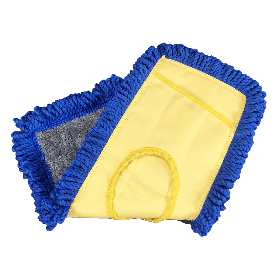 Fringed Microfiber M850024 24" Blue Dust Mop with Canvas Backing