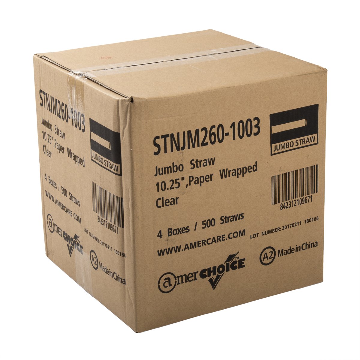 AmerCare Royal 10.25" Jumbo Clear Paper Wrapped Plastic Straw STNJM2601003