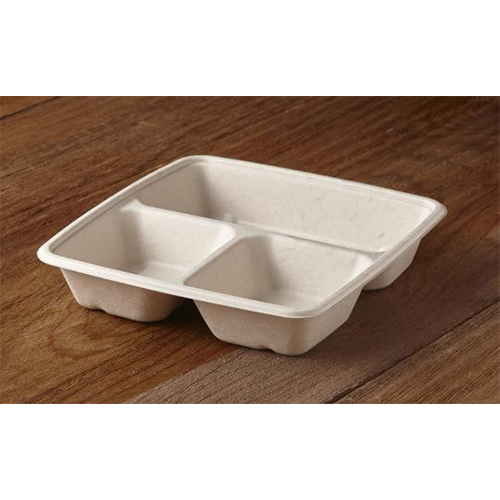 Sabert Pulp 32 oz. Three-Compartment Square Container (16-8-8 oz.)