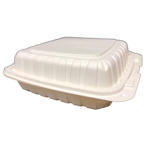 Vintage Large Polypropylene 1 Compartment White Hinged Food Container